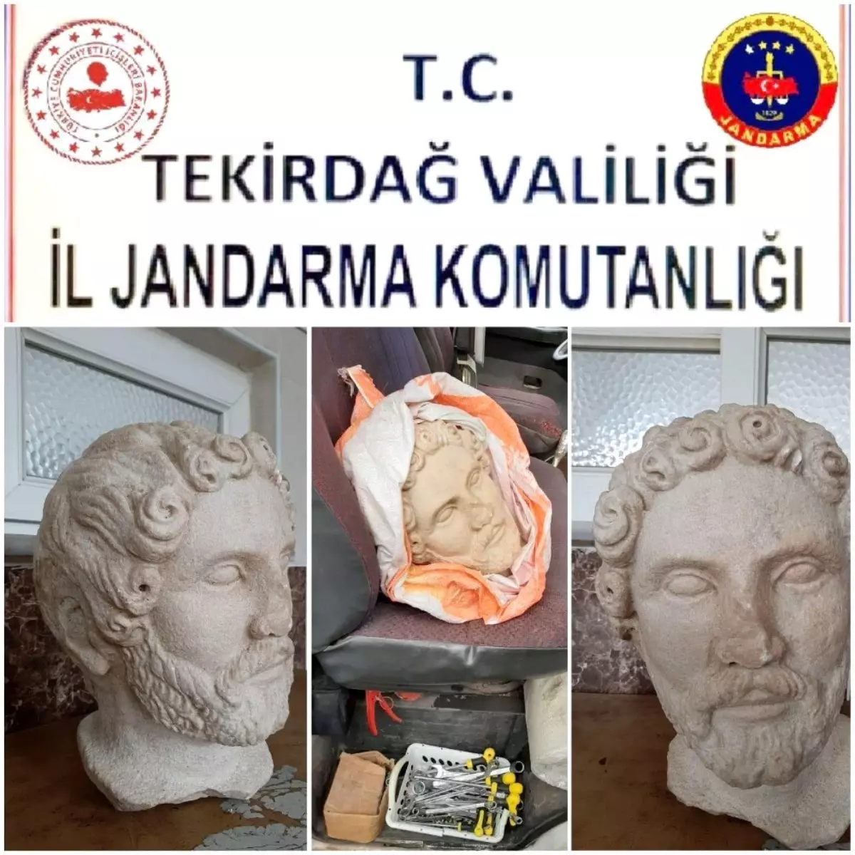Tekirdağ'da Roma dönemine ait heykel başı ele geçirildi: 8 gözaltı ...