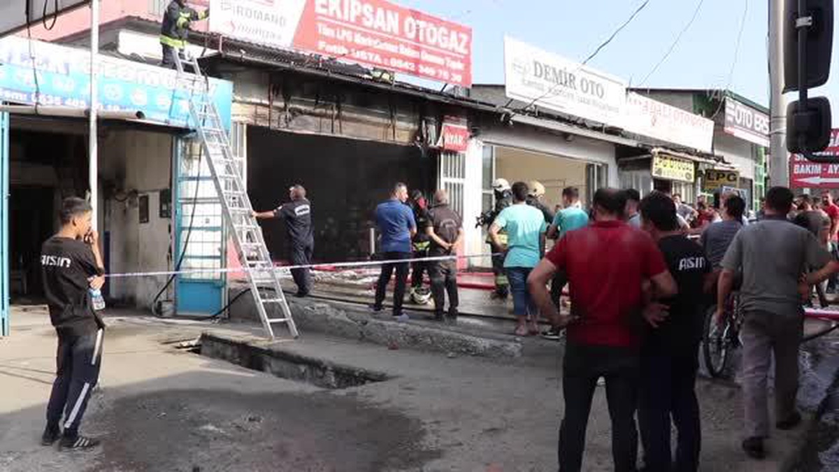 Erzurum'da LPG'li araç tamirhanesinde çıkan yangında 2 kişi yaralandı ...