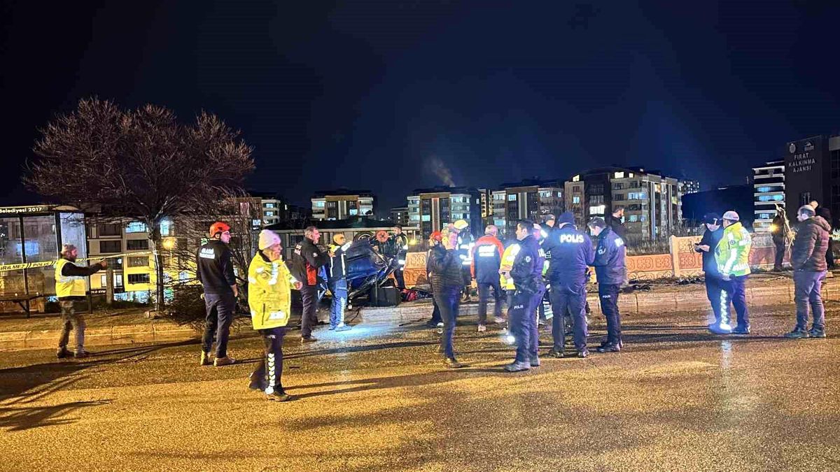 Elazığ'da kontrolden çıkan otomobil ağaçları devirerek ters döndü, 2 ...